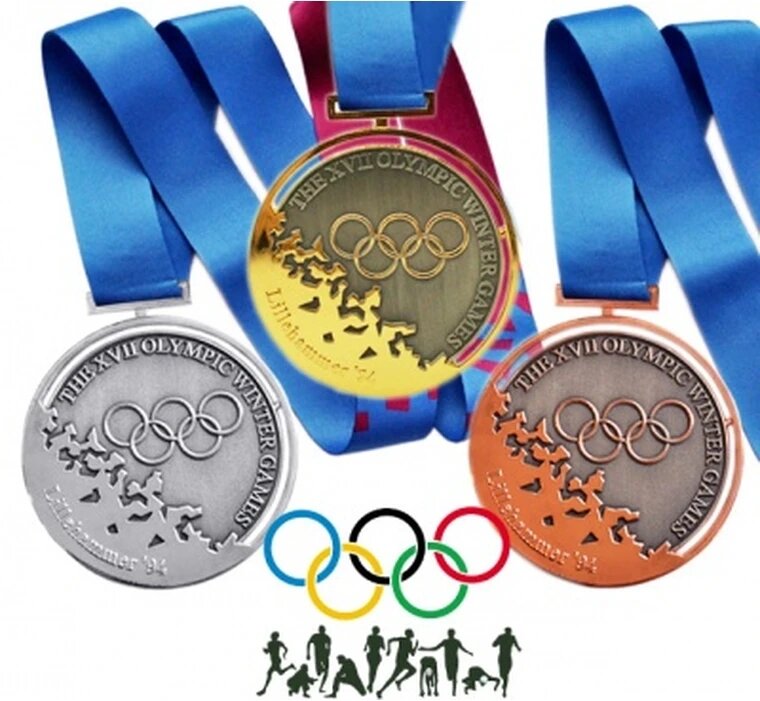 Олимпийские медали Лиллехаммер 1994, золото, серебро, бронза, 3 шт. сувенирная копия, ордена медали и награды