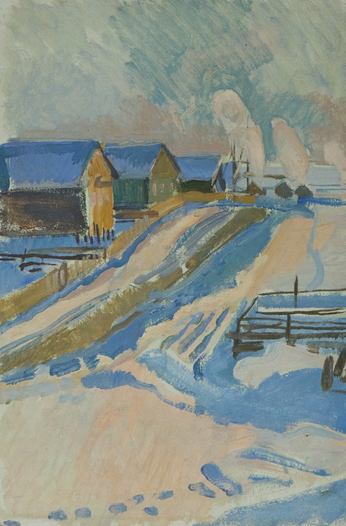 Зима в деревне, Александр Петров, Реализм, Лён, Масло