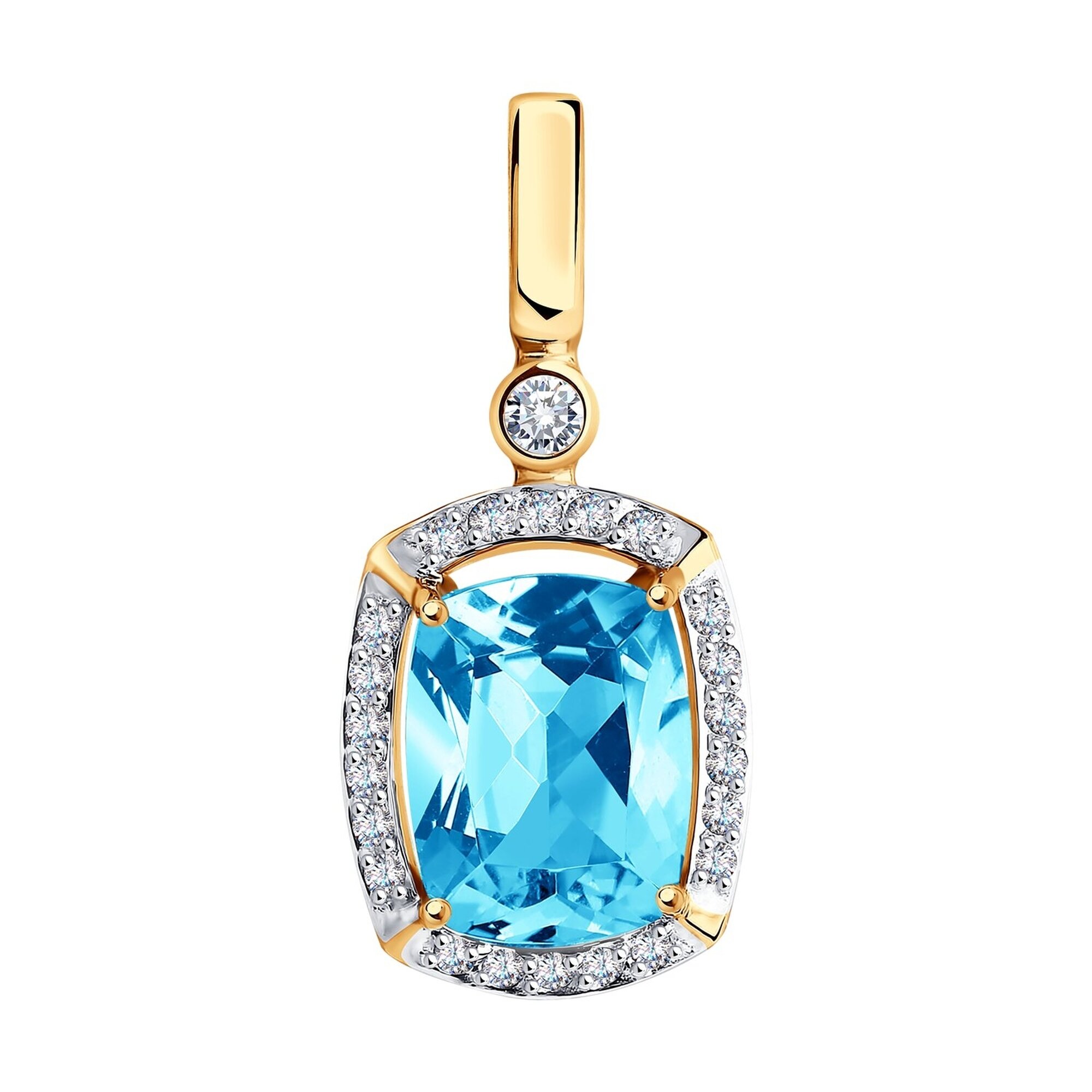 Подвеска, красное золото, 585 проба, фианит, топаз