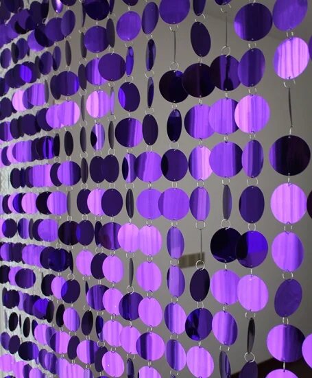 Шторы из ПВХ пайеток FAWNUOS 10 полосок Фиолетовый, Purple