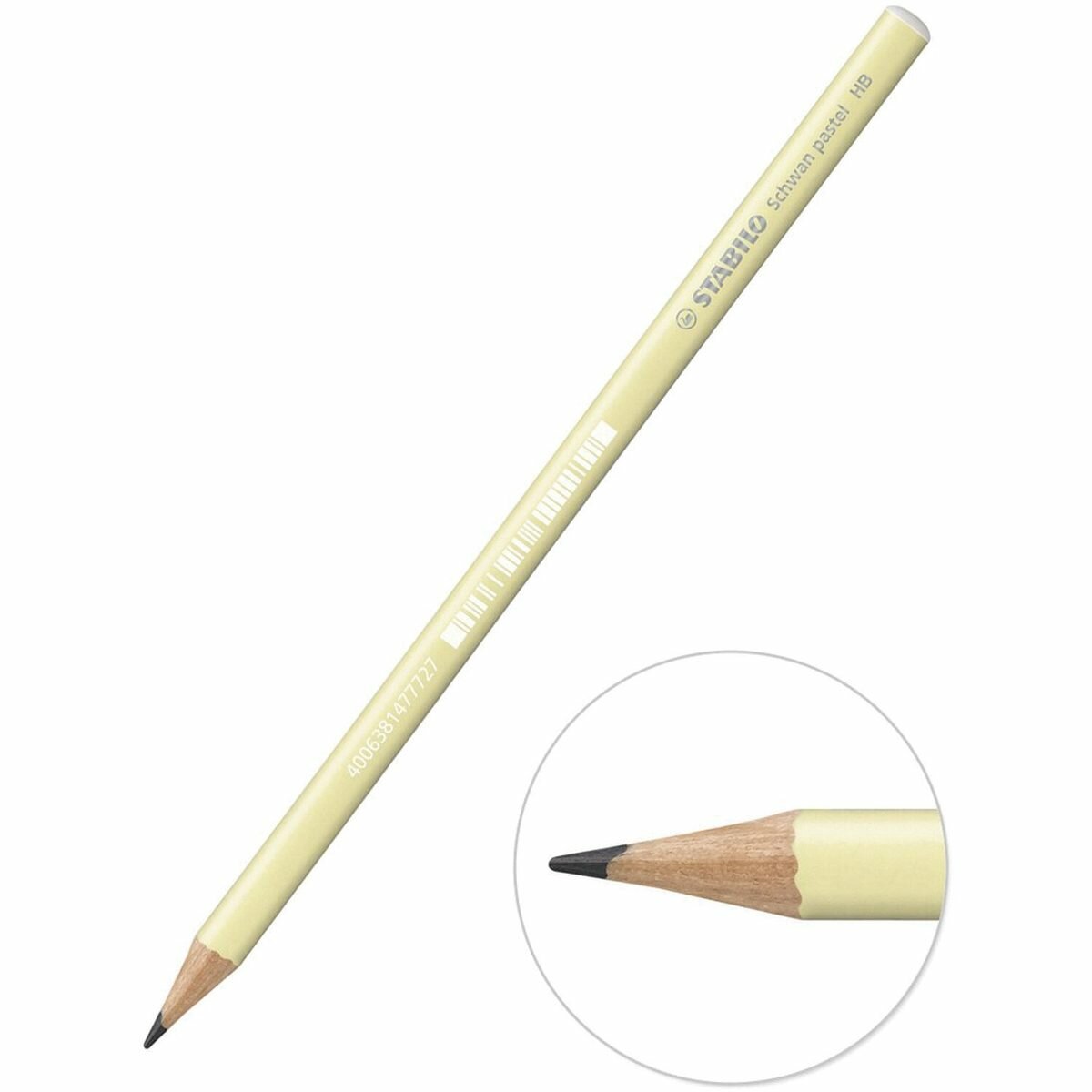 Карандаш чернографитный Stabilo Schwan Pastel (НВ, без ластика, заточенный, желтый корпус) (421/HB-1), 12шт.