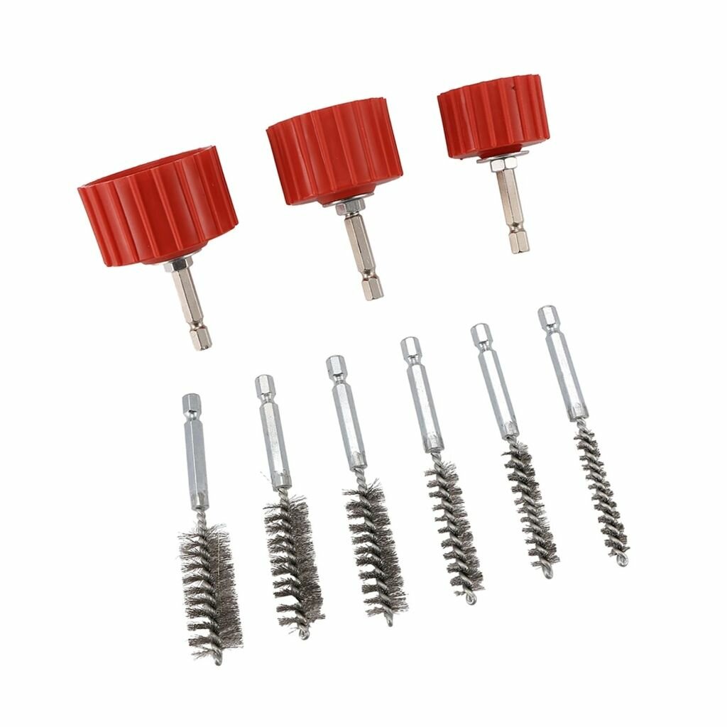 Набор для очистки медных труб с насадкой на дрель и щетками из нержавеющей стали