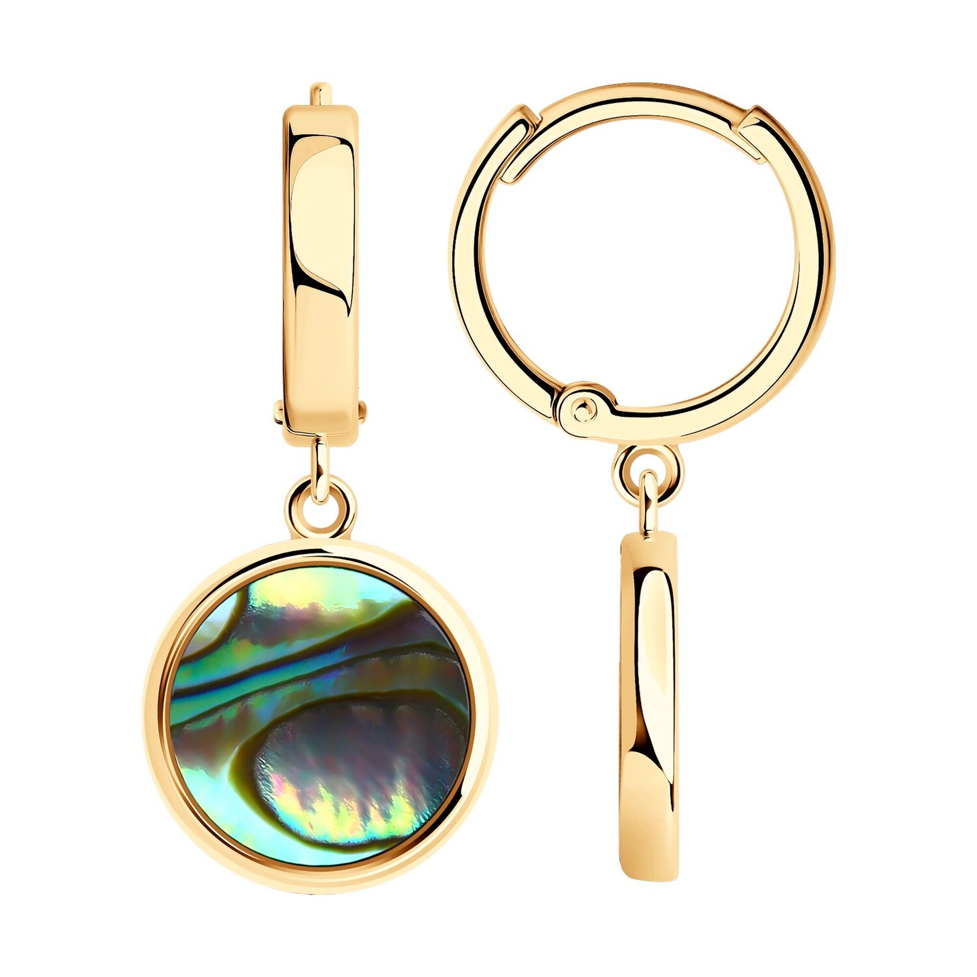 Серьги, серебро, 925 проба, золочение, перламутр