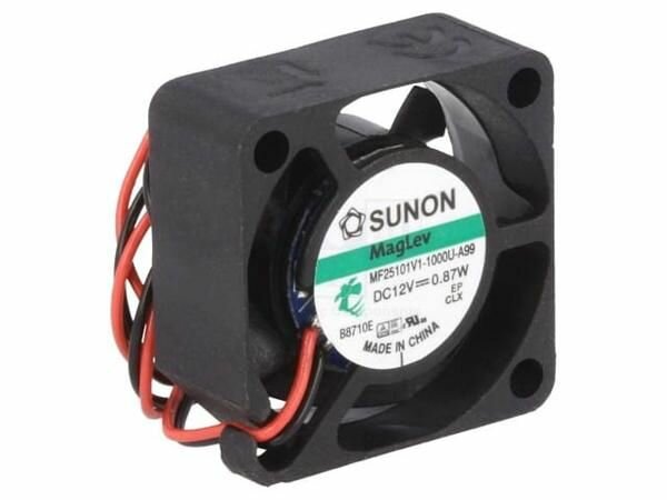 Вентилятор SUNON MF25101V1-A99-A, Вентилятор осевой, 12В DC, 25x25x10мм, подшипник Vapo, 6,42куб. м/ч, 26дБА