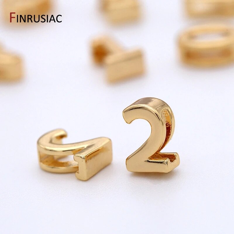 Золотые бусины FINRUSIAC, цифра 2, 5 шт.