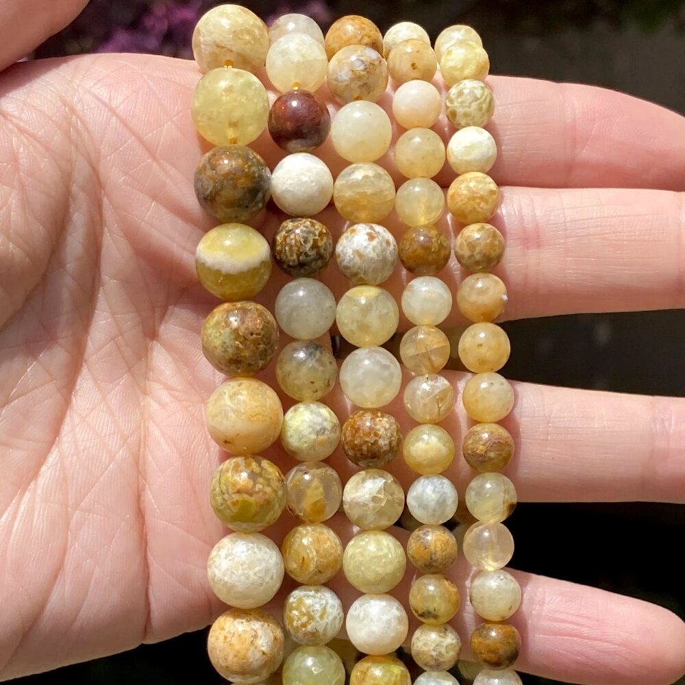 Бусины из желтого опала 6/8/10/12 мм 8mm 45 to 46pcs