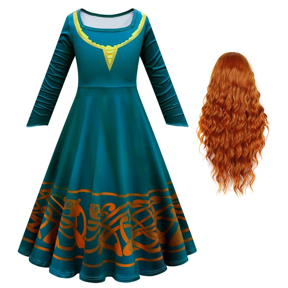 Костюм «Храбрый мерида» для косплея из фильма для девочек, платье принцессы на Хэллоуин, детская карнавальная фантазия, детская одежда для рождественской вечеринки