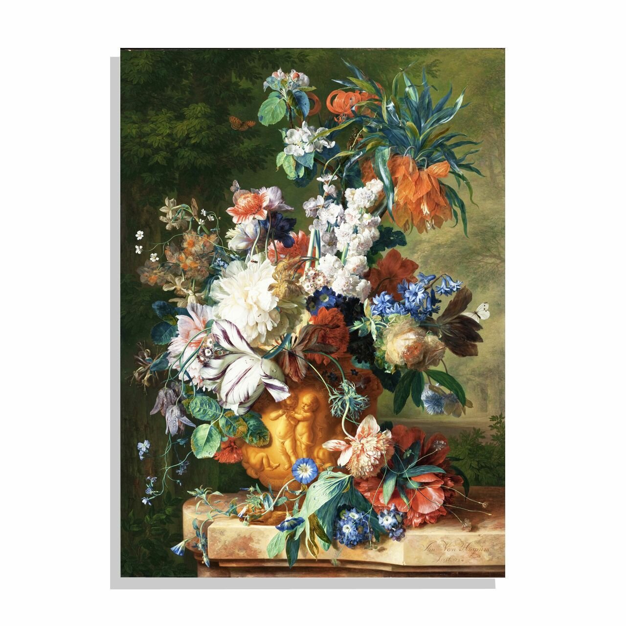 Картина на холсте, репродукция Букет Цветов в урне - Ян ван Хёйсум