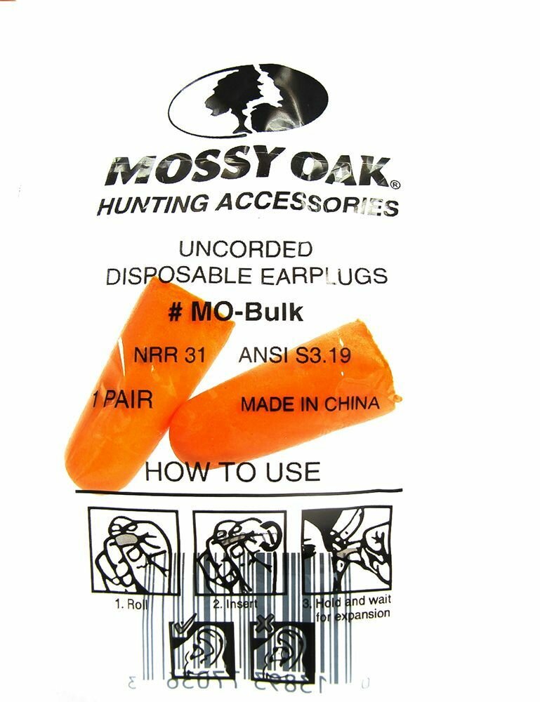 Беруши защитные ушные вкладыши Mossy Oak, NRR до 31 Дб, комплект 10 пар