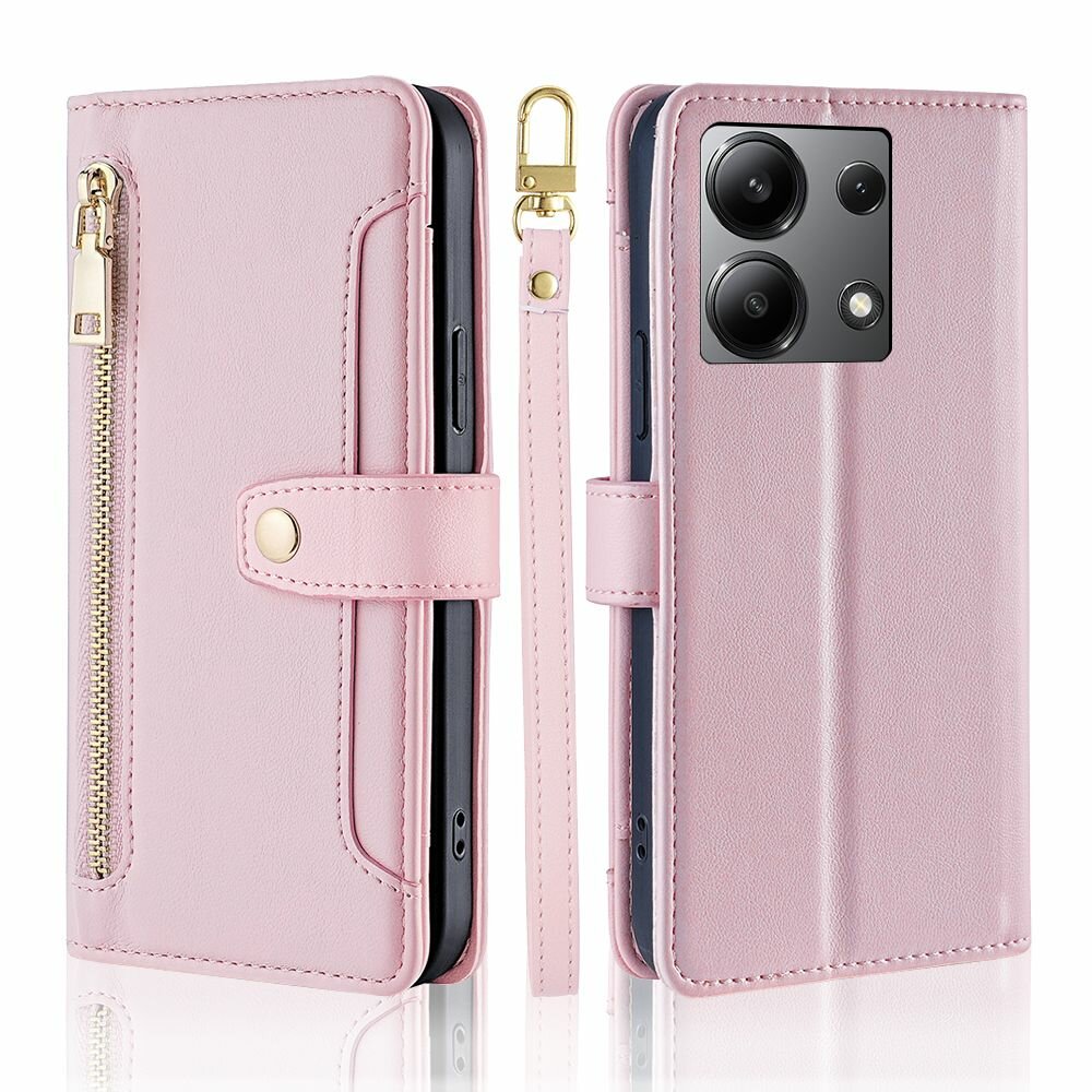 Защитный чехол-книжка MyPads для Xiaomi Redmi Note 13 4G (Сяоми Редми Ноут 13 4Г), розовый