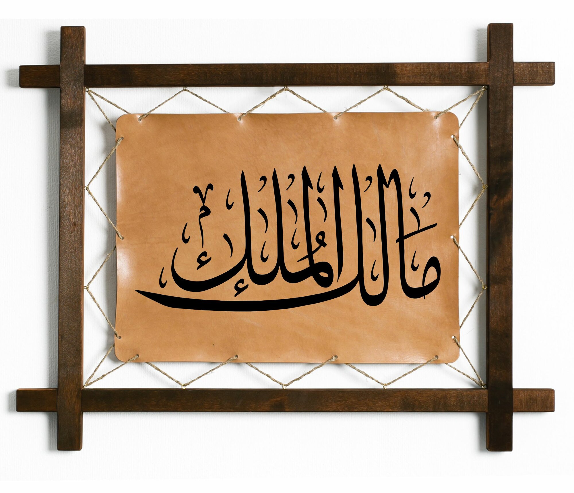 Интерьерная картина из натуральной кожи "Малик Аль-Мульк", декоративное настенное панно в деревянной раме, BoomGift