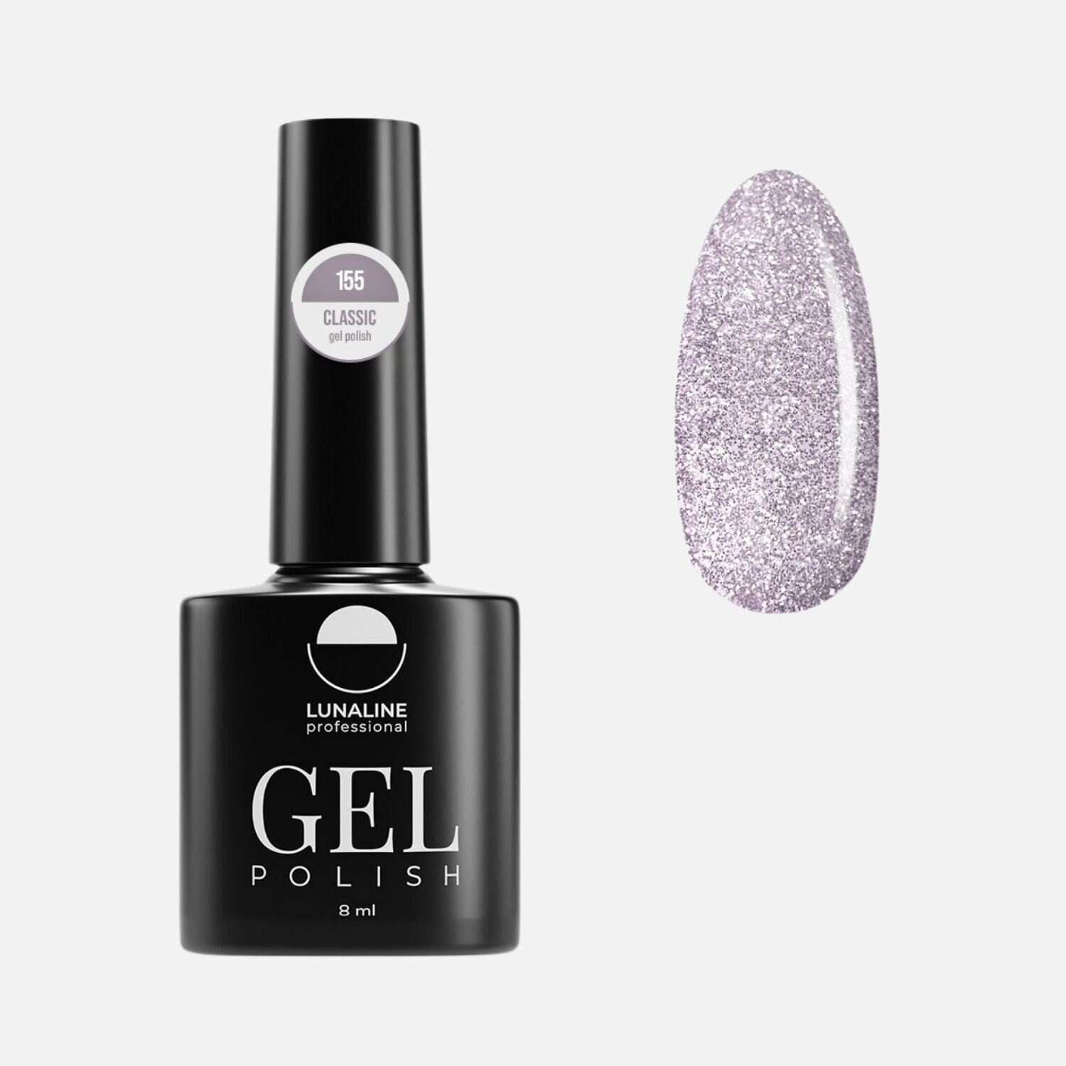 Гель-лак LunaLine №155 8 мл классическая коллекция, светло-розовый с шиммером без эффекта