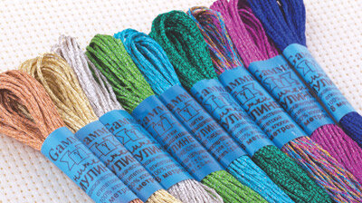 Gamma мулине 3 металлик 100% полиэстер 8 м М-19 коричневый нитки для вышивания