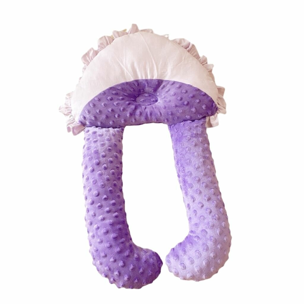 Двухсторонняя бархатная подушка для младенцев Doudou в наличии со стереотипным рисунком светло-фиолетового цвета