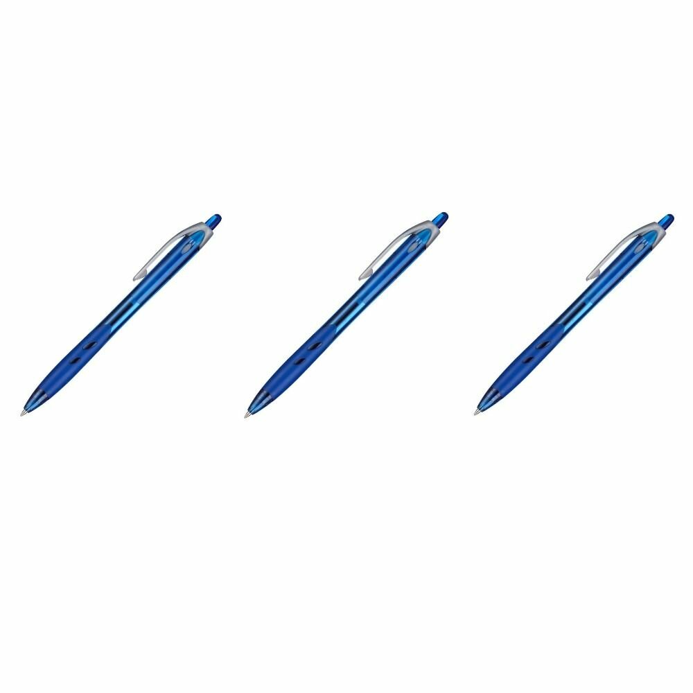 Pilot Ручка шариковая автоматическая, резиновая манжетка синяя 0, 32 мм, 3 шт