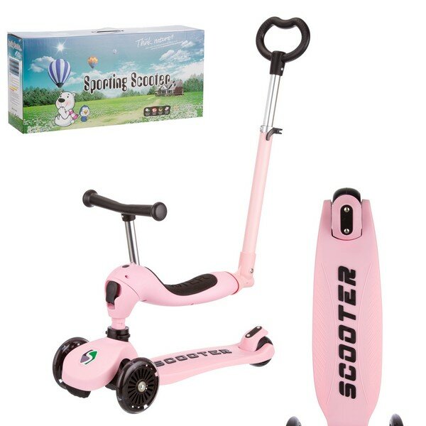 Самокат SLIDER, трансформер, трехколесный, с ручкой, с подсветкой, ABEC-7