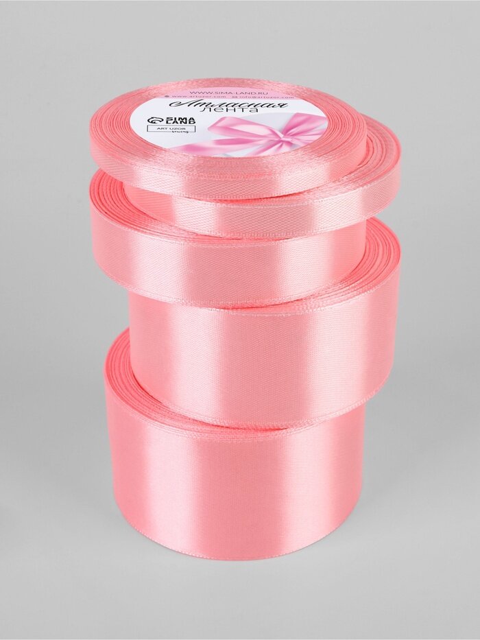 Набор атласных лент, 5 шт, размер лент: 6/10/20/40/50 мм × 23 ± 1 м, цвет розовый