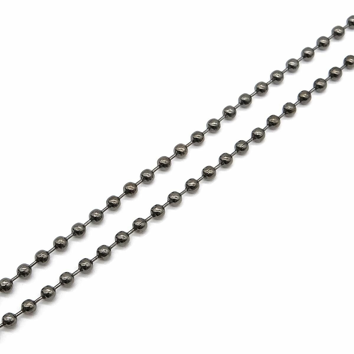 Декоративная цепочка айрис Шариковая, металл, 3,2 мм, 45,72 м, цвет Черное серебро