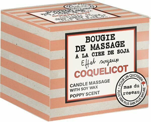 Свеча Mas du Roseau COQUELICOT массажная 3 в 1, соевый воск, аромат лепестки мака 100 гр