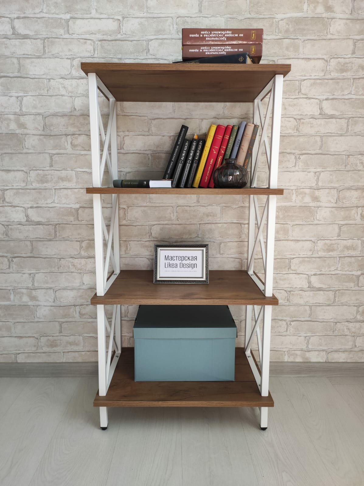 Стеллаж металлический, деревянный в стиле Лофт, стеллаж модульный, этажерка для книг