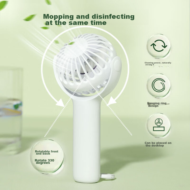 JD Jingzao [Rotatable, Desktop Use] Ice Cream Elite High-Power Handheld Mini Fan, Quiet Portable Small Mini USB Rechargeable Fan, for Personal And Home Use, Melon Green