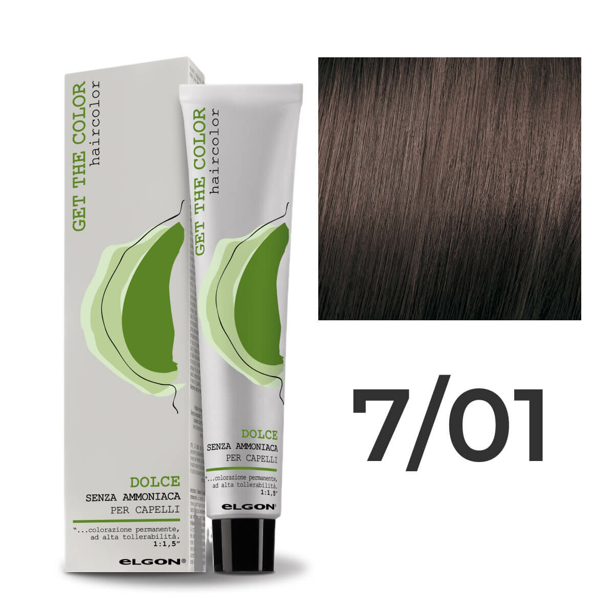 Крем - краска для волос профессиональная Elgon Get the Color Dolce 7/01 Русый Натуральный пепельный 100 мл