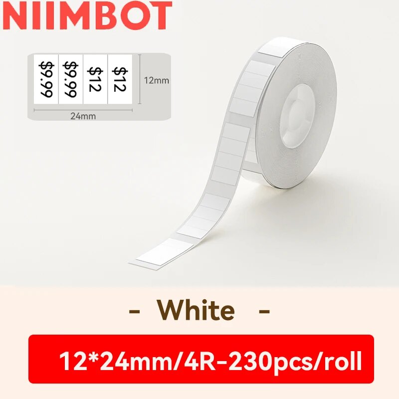 Ниимбот этикетки для принтеров D11/D110/D101/H1S, водонепроницаемые, Белый, White 12x24mm