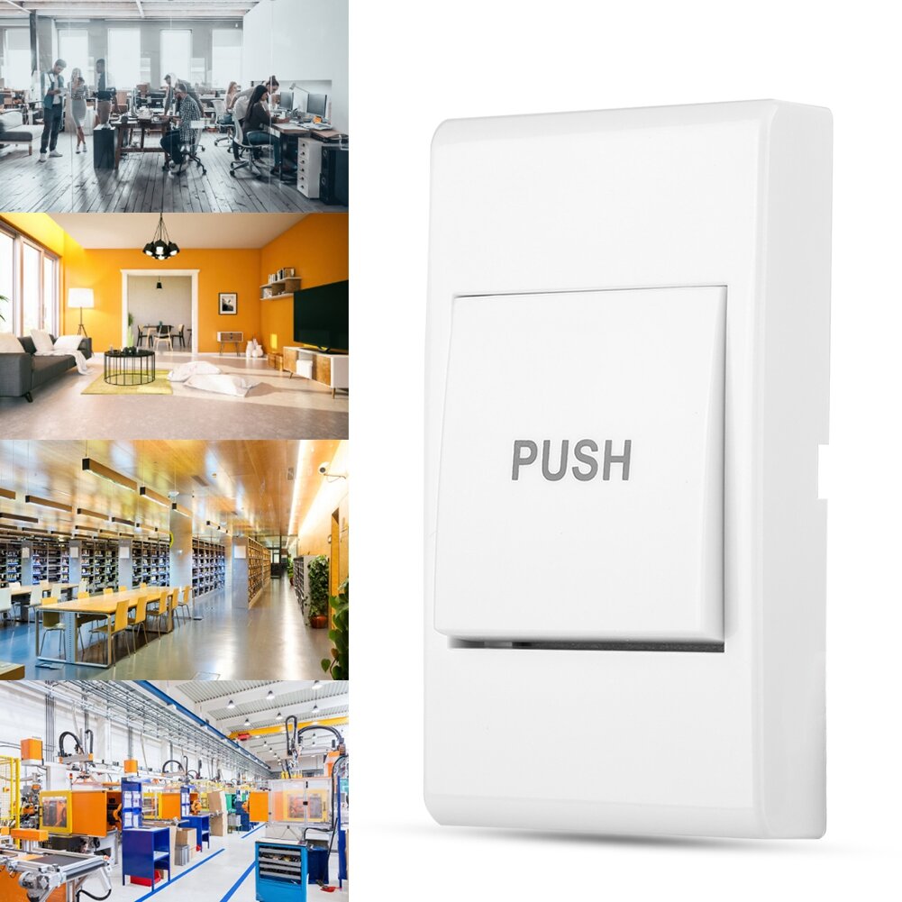 Кнопка для выхода дверей релизная пусковая переключатель для дома часть системы контроля доступа материал ABS цвет белый электрическая характеристика максимальный ток прочности 3A@36VDC контактный выход контакты NC/NO/COM тест на прочность 100000 циклов