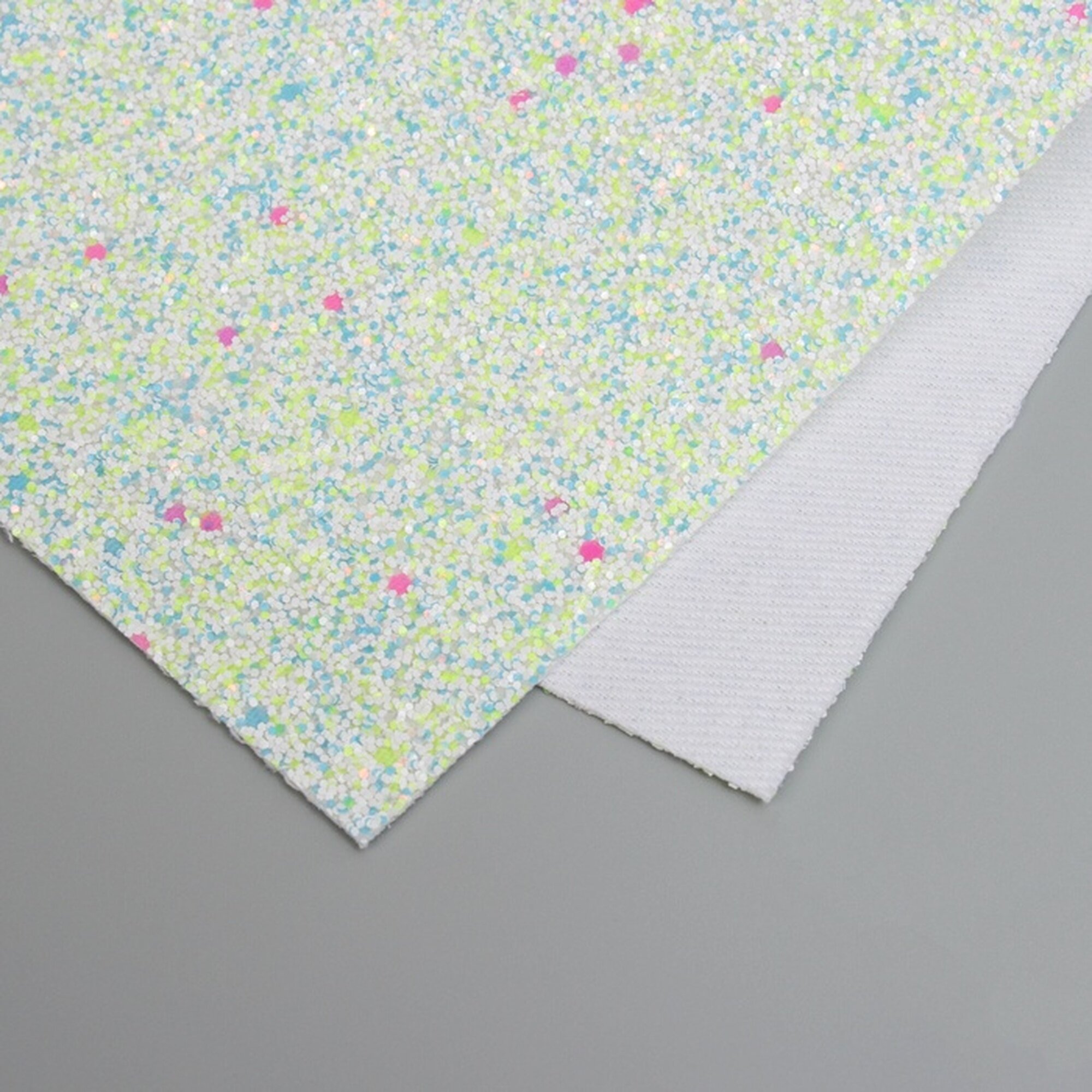 Лист для творчества иск. кожа "Блёстки" жёлто-голубой лист 33х20 см толщина 1,6 мм