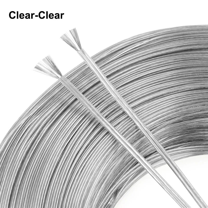 Электрический провод UL2468 2-контактный 16/18/20/22/24/26/28/30 AWG 20AWG (0.5mm2), Clear-Clear, 50 meters
