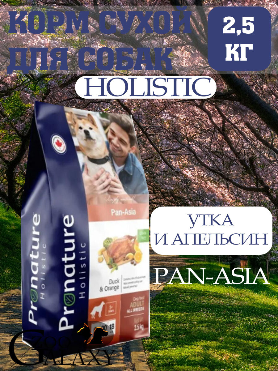 PRONATURE Корм Holistic Pan-Asia для собак, утка, апельсин 2.5 кг