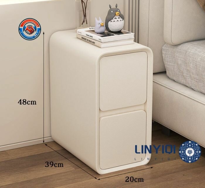 Узкая прикроватная тумбочка 20 см для маленькой спальни, двухслойная тумба с выдвижным ящиком, компактная прикроватная тумбочка для хранения, микрофибра, бесшумные направляющие