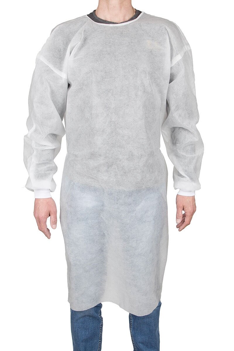 Халат хирургический "ньюфарм", одноразовый, нестерильный, спанбонд 25 г/кв. м, размер 64-66, длина 140 см,