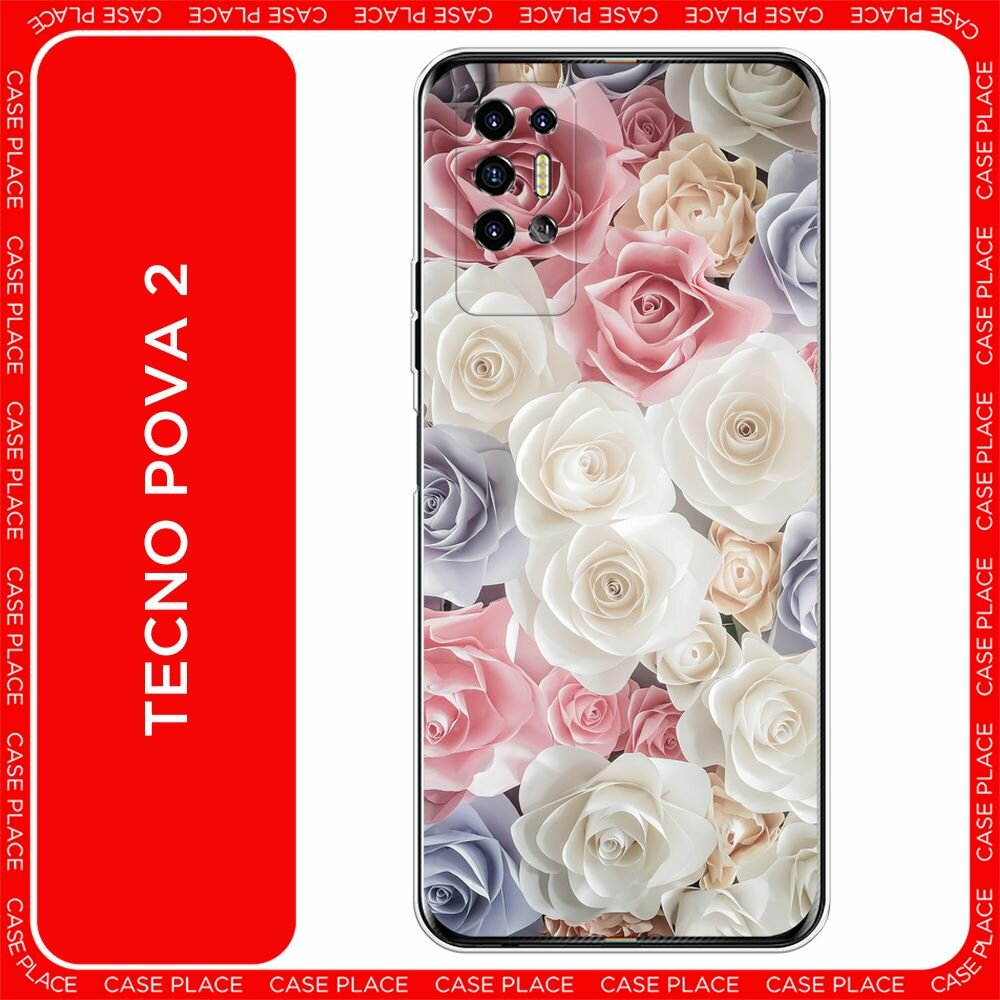 Чехол на Tecno Pova 2 / Текно Пова 2 с принтом "Пастельные розы"