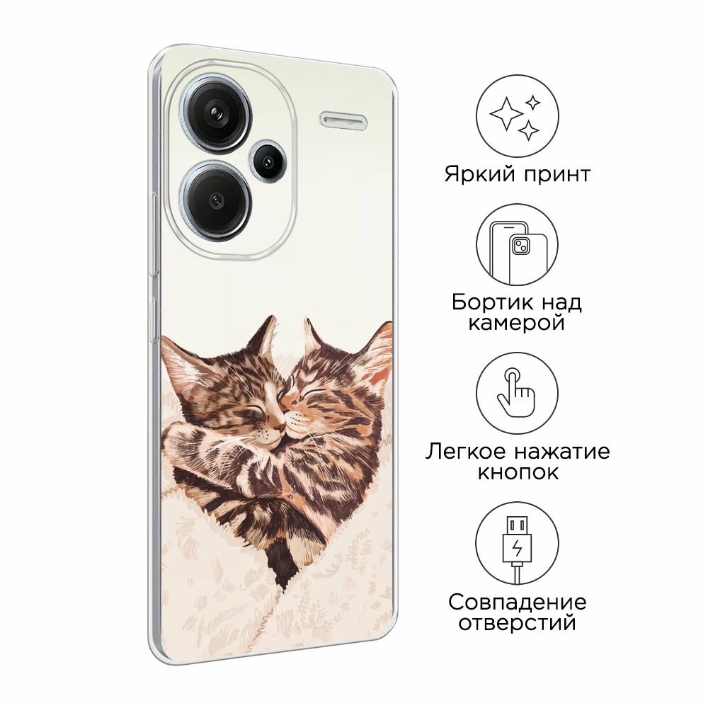 Чехол на Xiaomi Redmi Note 13 Pro+ / Сяоми Редми Нот 13 Про + с принтом "Влюбленные котейки - 14 февраля" — фото 1