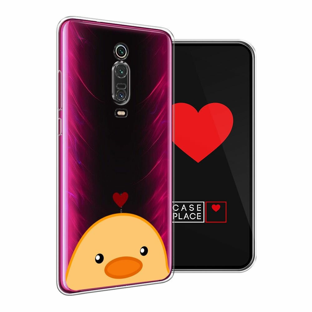 Чехол на Xiaomi Redmi K20/K20 Pro/Mi 9T/9T Pro / Сяоми Редми К20 с принтом "Влюблённая уточка - 14 февраля", прозрачный — фото 1