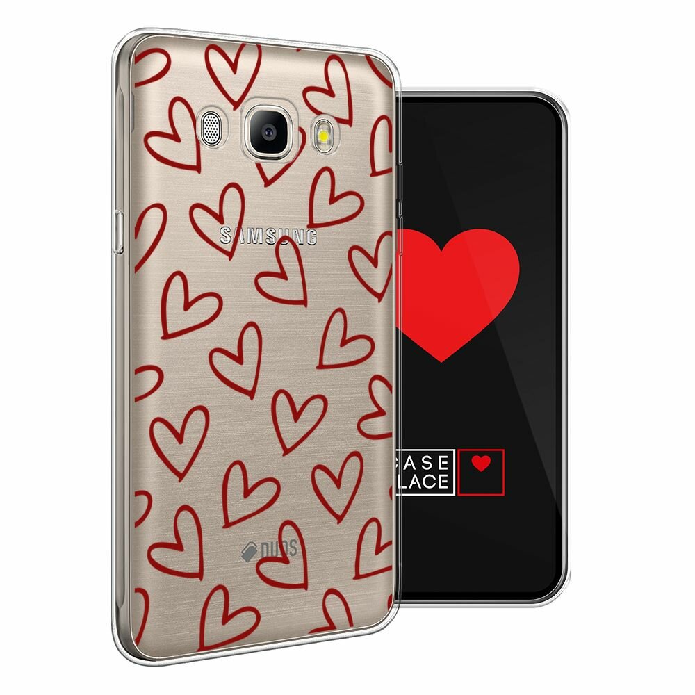 Чехол на Samsung Galaxy J5 2016 / Галакси Джей 5 2016 с принтом "Little hearts doodles 2 - 14 февраля", прозрачный — фото 1