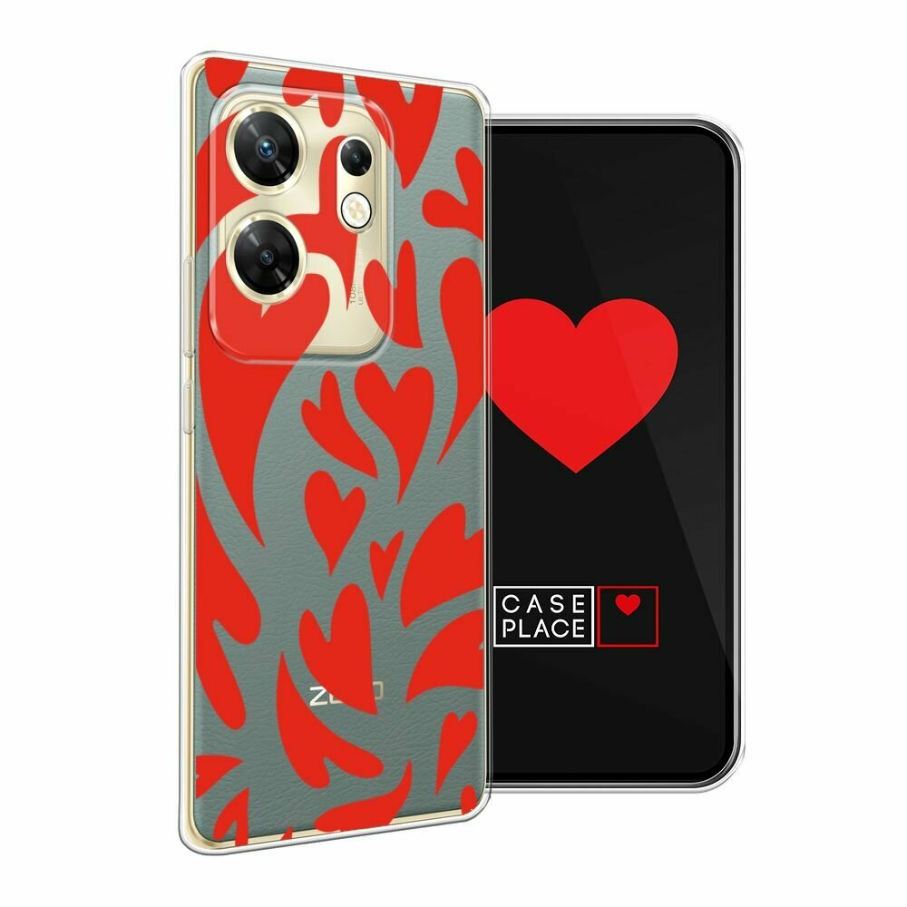 Чехол на Infinix Zero 30 4G / Инфиникс Зеро 30 4G с принтом "Crazy hearts 2 - 14 февраля", прозрачный — фото 1