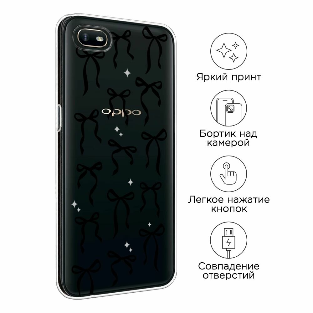Чехол на Oppo A1k / Оппо А1к с принтом "Black bows", прозрачный — фото 1
