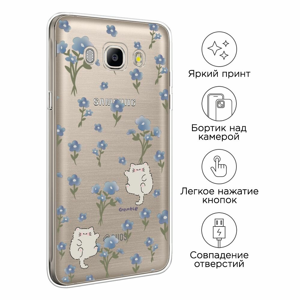Чехол на Samsung Galaxy J5 2016 / Самсунг Галакси Джей 5 2016 с принтом "Gentle cats", прозрачный — фото 1