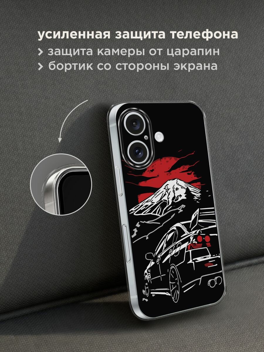 Чехол на Apple iPhone 16 / Айфон 16 с принтом "Машина в горах JDM" — фото 1