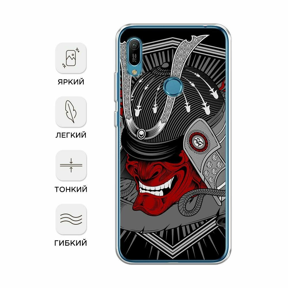 Чехол на Honor 8A/8A Pro/Huawei Y6s/Y6 2019 / Хонор 8А с принтом "Красная маска самурая" — фото 1