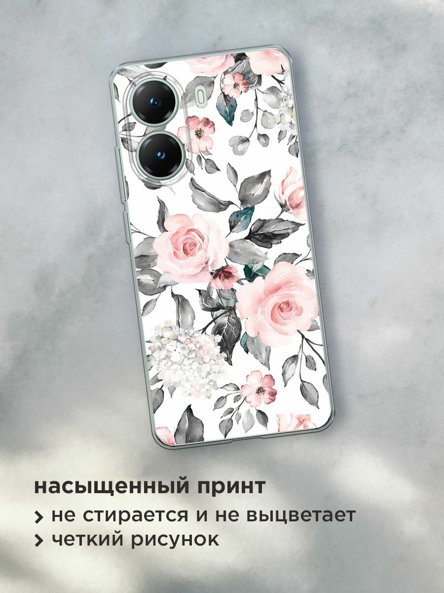 Чехол на Poco X7 Pro / Поко X7 Про с принтом "Розы на белом" — фото 1