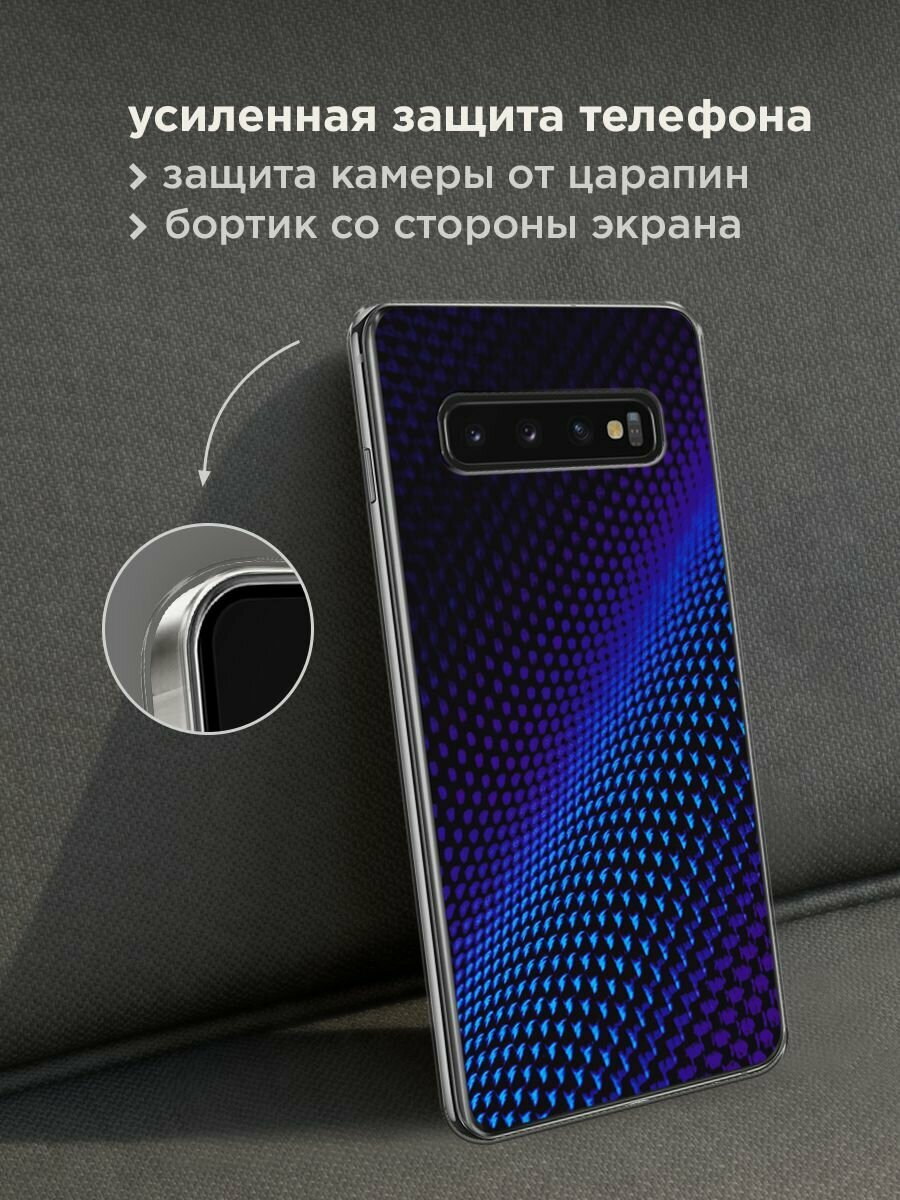 Чехол на Samsung Galaxy S10 + / Самсунг Галакси S10 Плюс с принтом "Синий карбон" — фото 1
