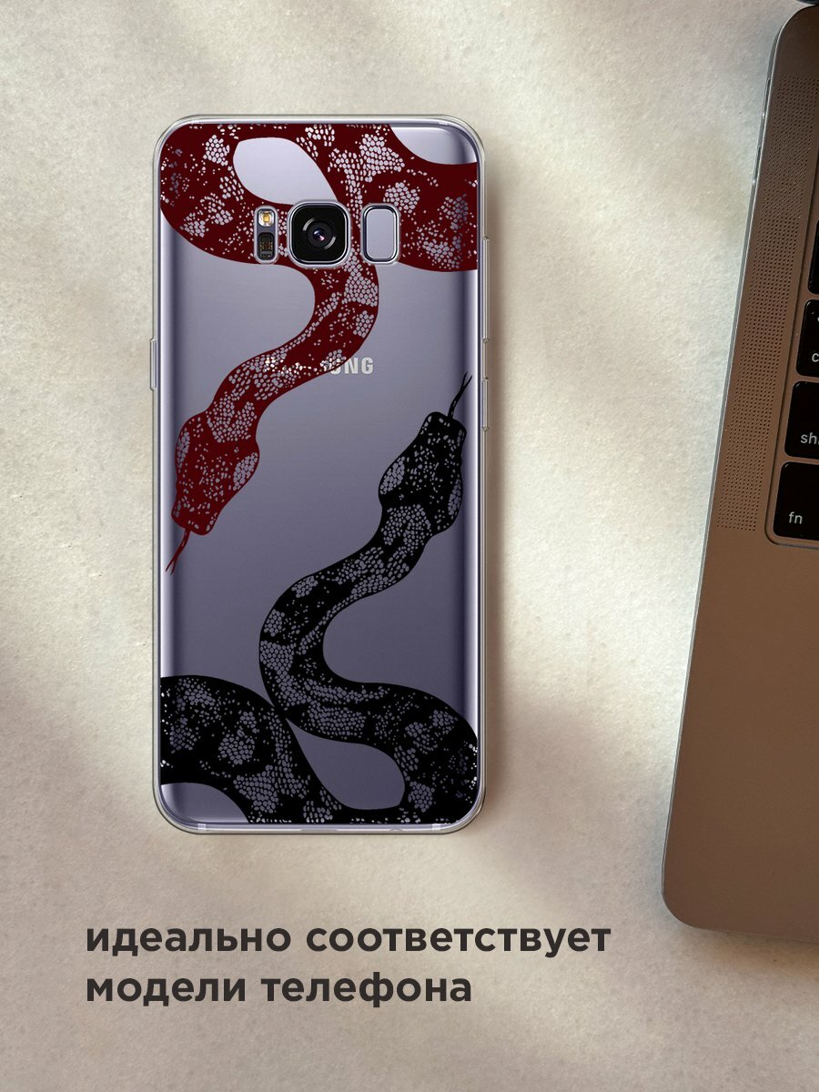 Чехол на Samsung Galaxy S8 + / Самсунг Галакси С8 Плюс с принтом "Силуэты змей 2", прозрачный — фото 1