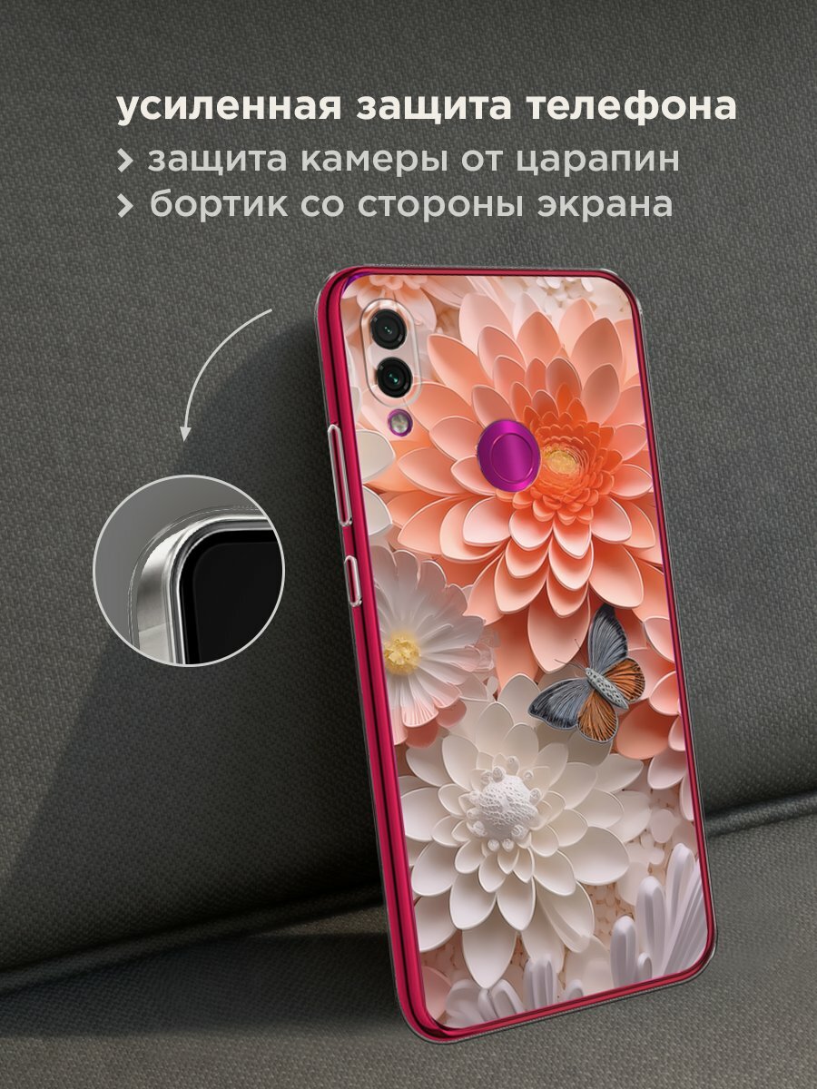 Чехол на Xiaomi Redmi Note 7 / Сяоми Редми Нот 7 с принтом "Бумажные цветы" — фото 1