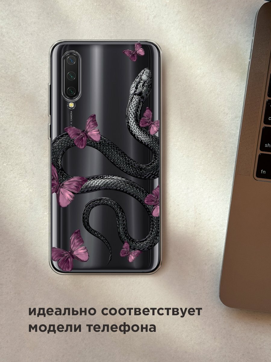 Чехол на Xiaomi Mi CC9/A3 Lite/9 Lite / Сяоми Mi CC9/A3 Lite/9 Lite с принтом "Snake and butterflies 2" — фото 1