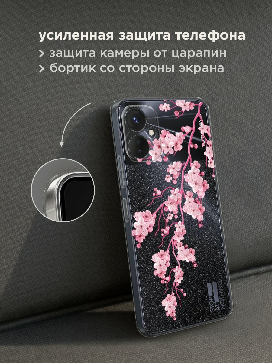 Чехол на Tecno Spark 9 Pro / Техно Спарк 9 Про с принтом "Ветка сакуры 2" — фото 1