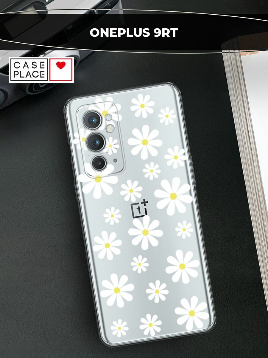 Чехол на OnePlus 9RT / ВанПлас 9RT с принтом "Большие ромашки", прозрачный
