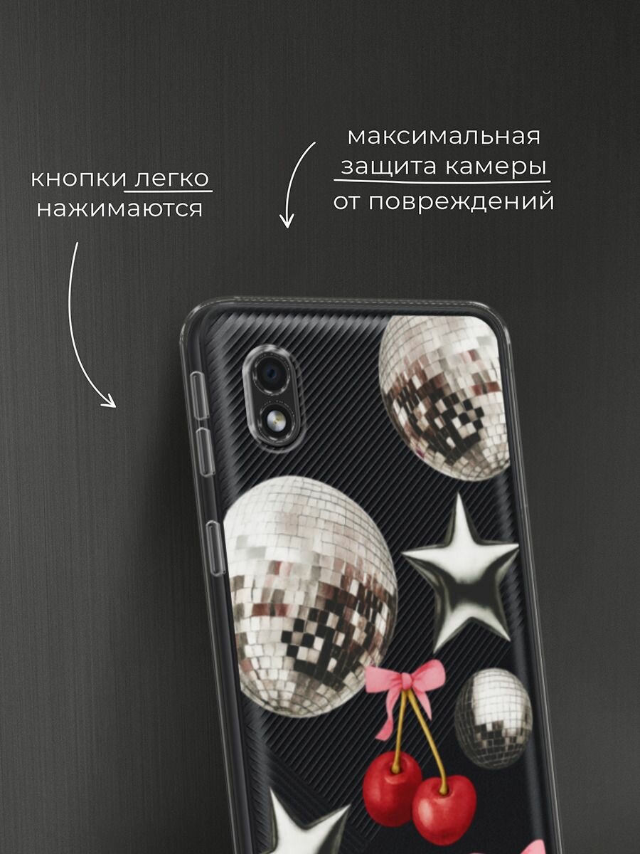 Чехол на Samsung Galaxy A01 Core / Самсунг Галакси А01 Core с принтом "Стильная подборка", прозрачный — фото 1